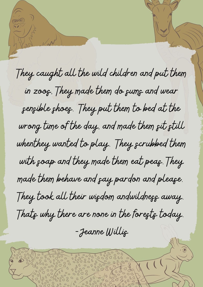 The Wild Children Poem Animals - Etsy