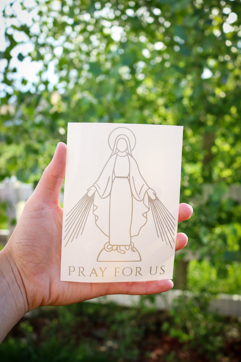 Silver Miraculous Medal Decal Blessed Virgin Mary Car Decal Catholic ...