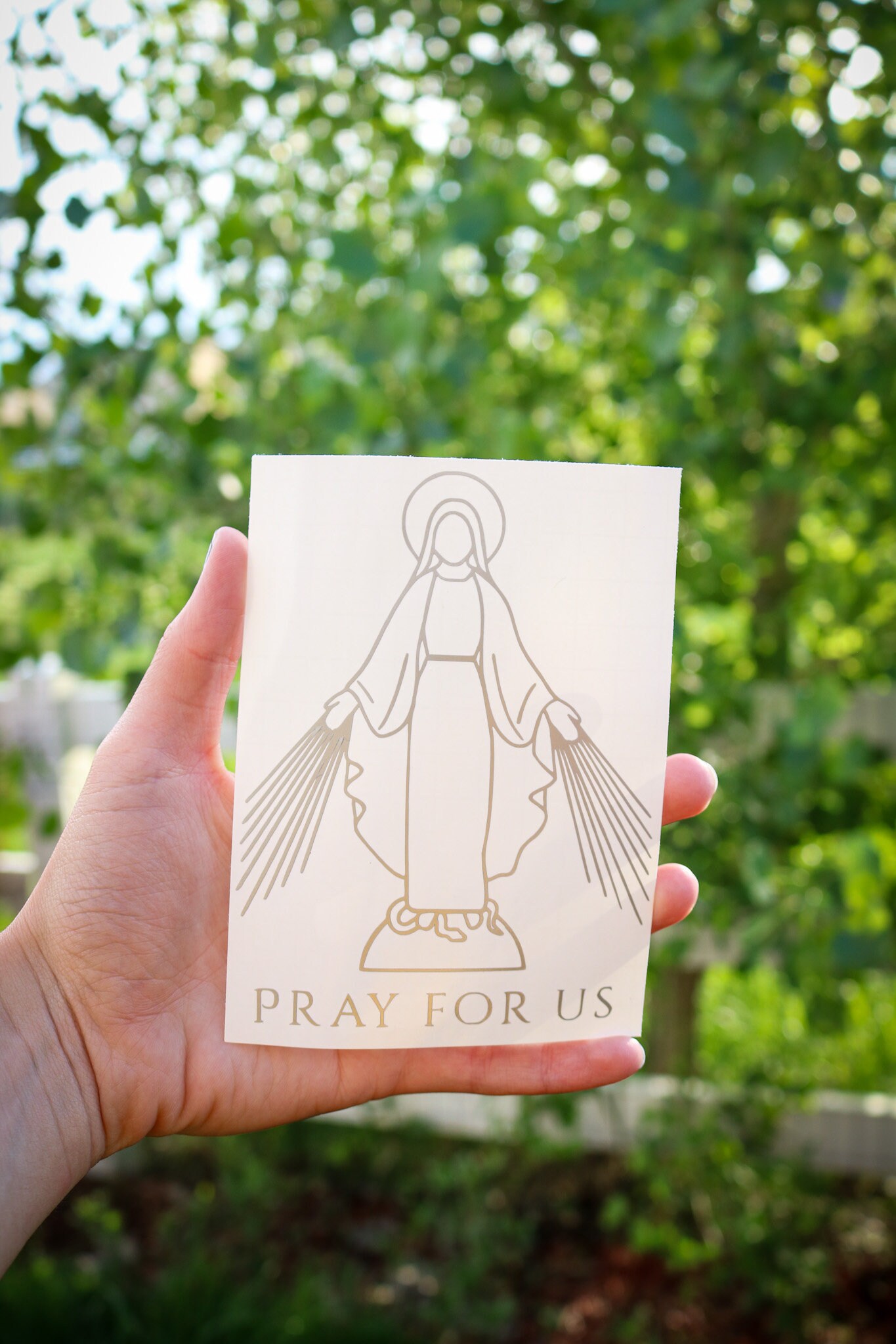 Silver Miraculous Medal Decal Blessed Virgin Mary Car Decal Catholic ...