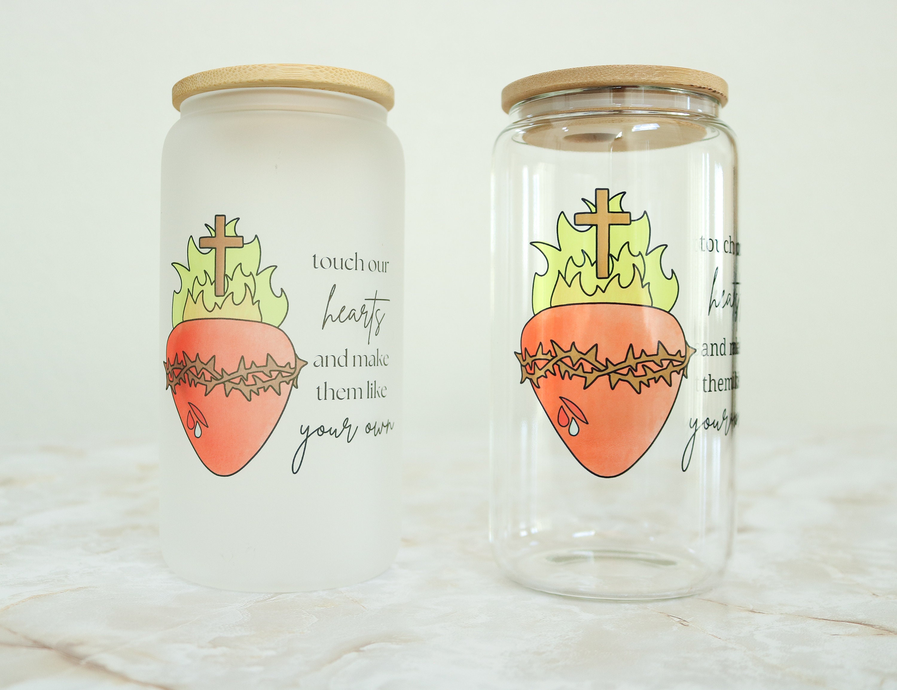 Sacred Heart of Jesus Frosted Glass Cup Meaningful Catholic Christmas ...