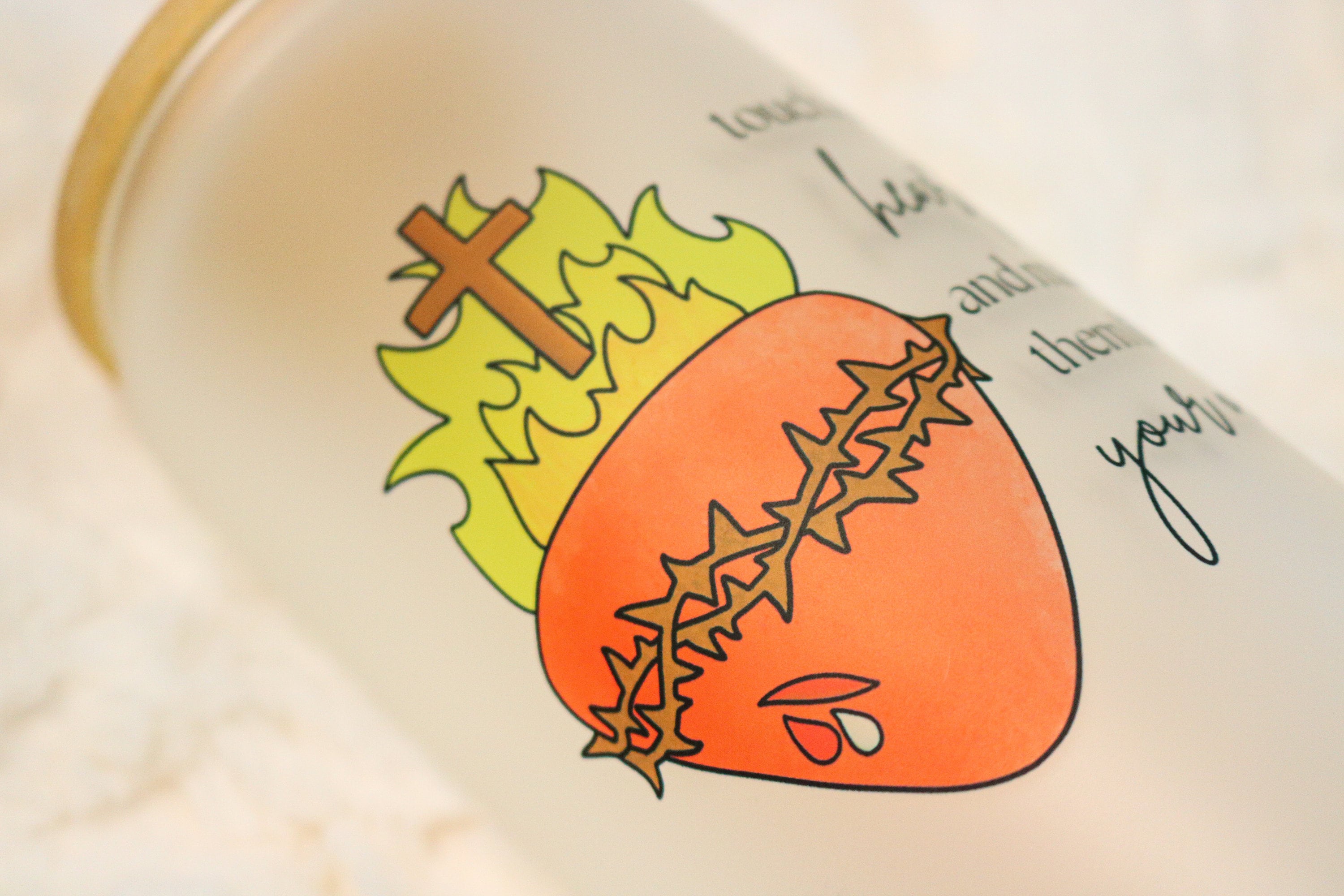 Sacred Heart of Jesus Frosted Glass Cup Meaningful Catholic Christmas ...