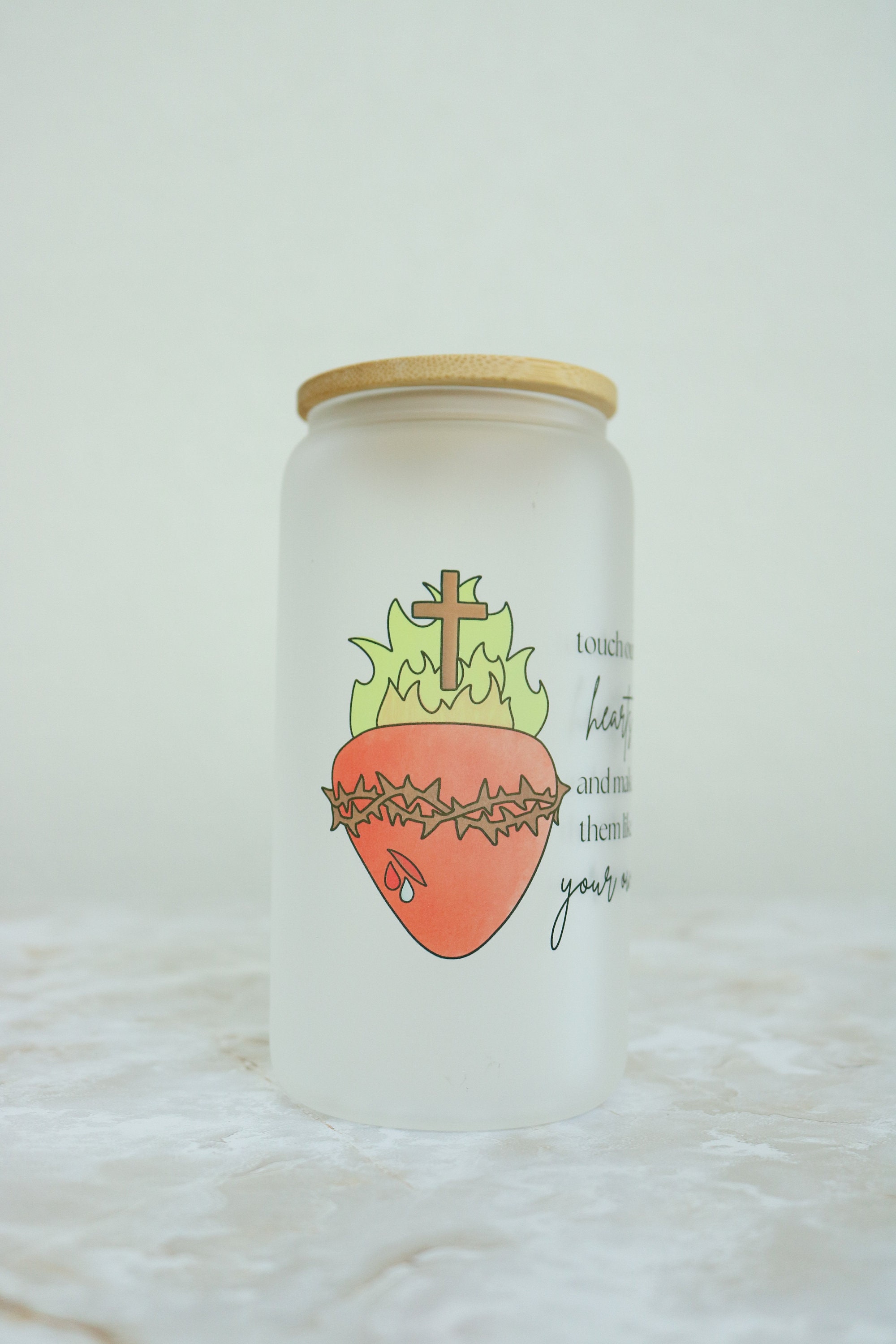 Sacred Heart of Jesus Frosted Glass Cup Meaningful Catholic Christmas ...