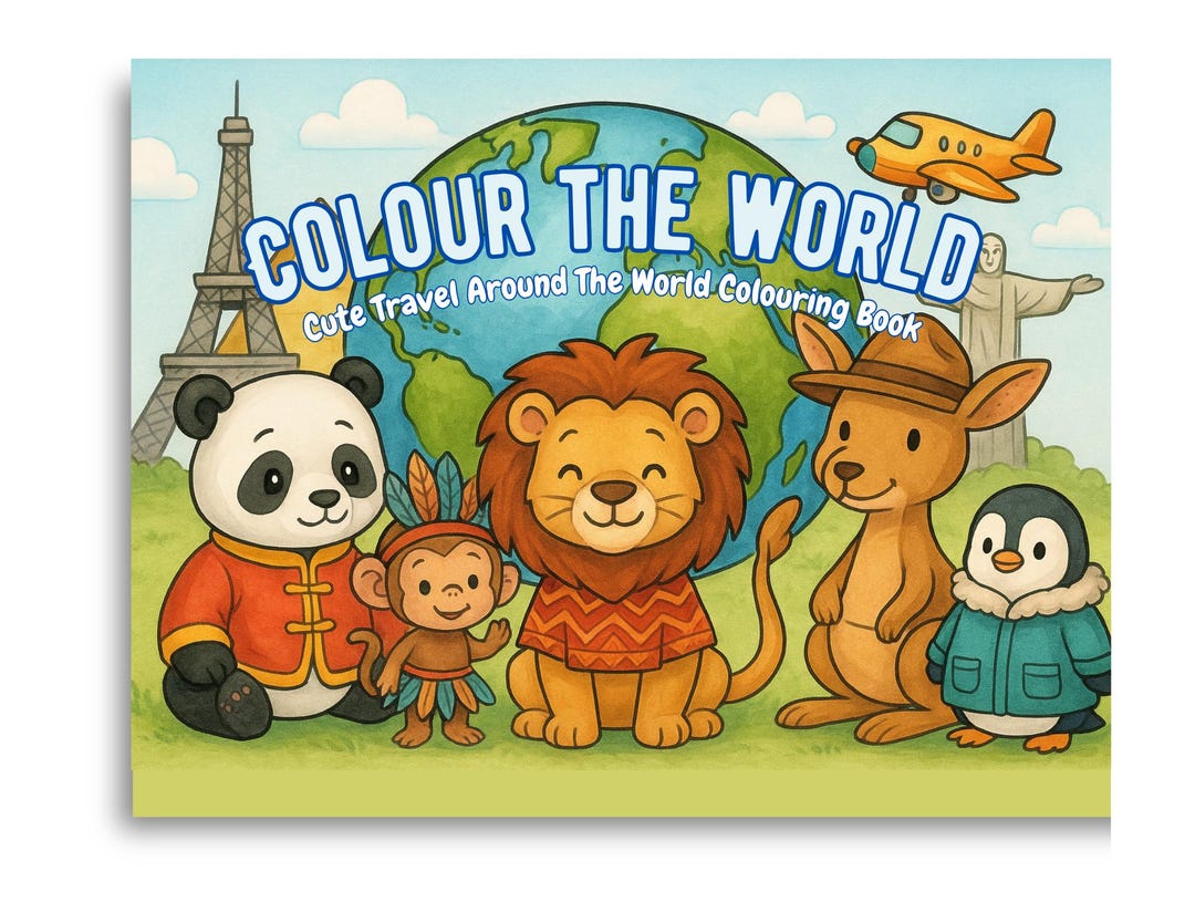 Colour the World - Cute Travel Around the World Colouring Book - Etsy