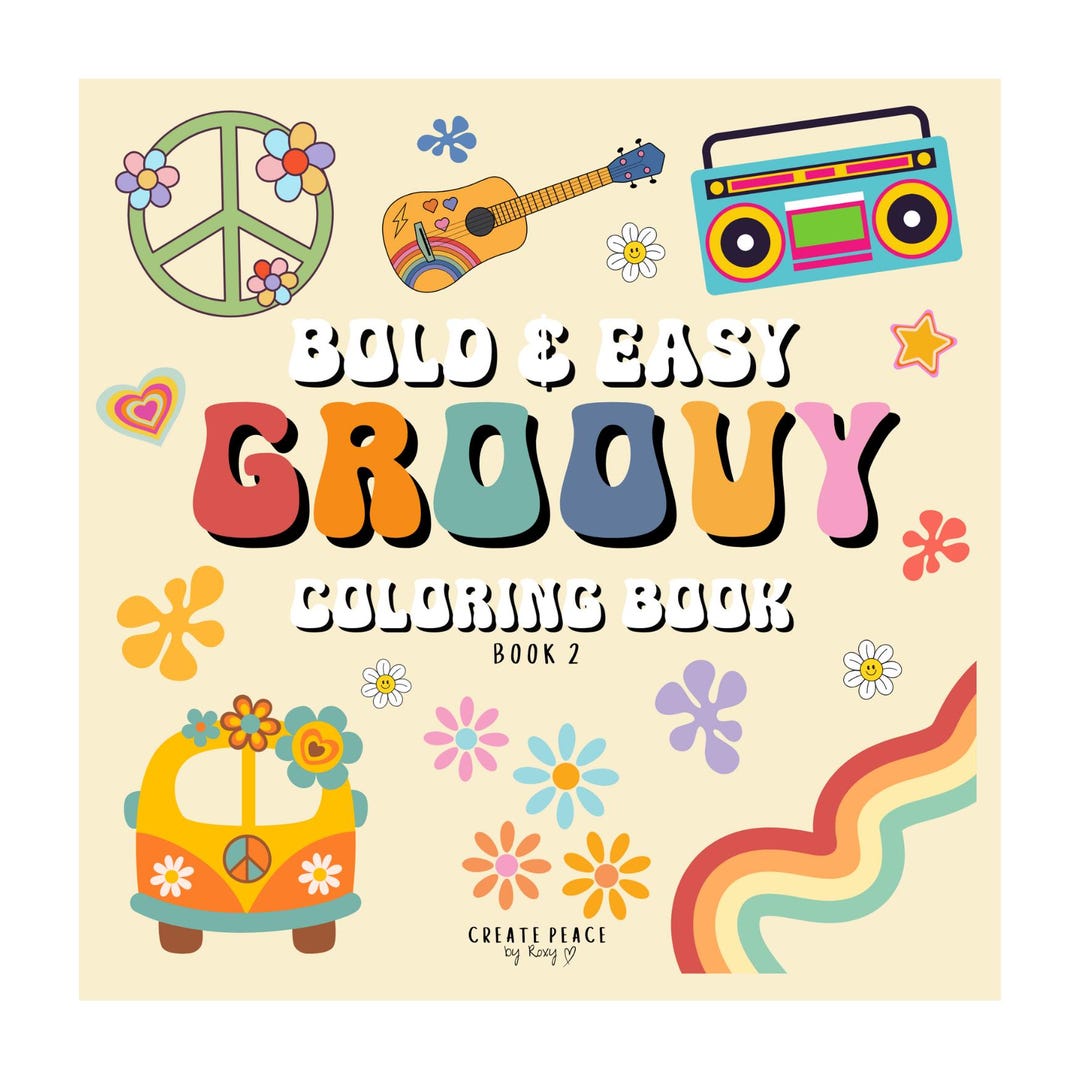 Bold & Easy Groovy Colouring Book Book 2 - FREE Page Protector Included ...
