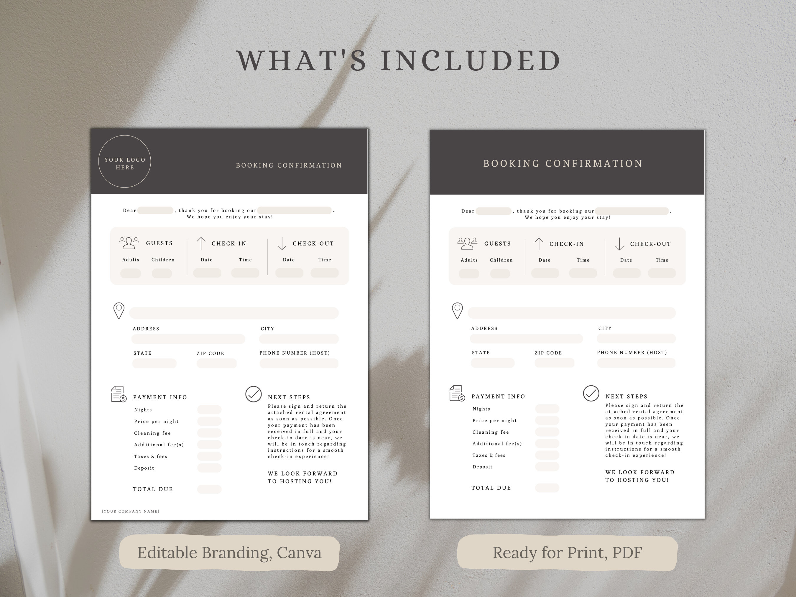 Rental Confirmation Template | Booking Confirmation Template | Short ...