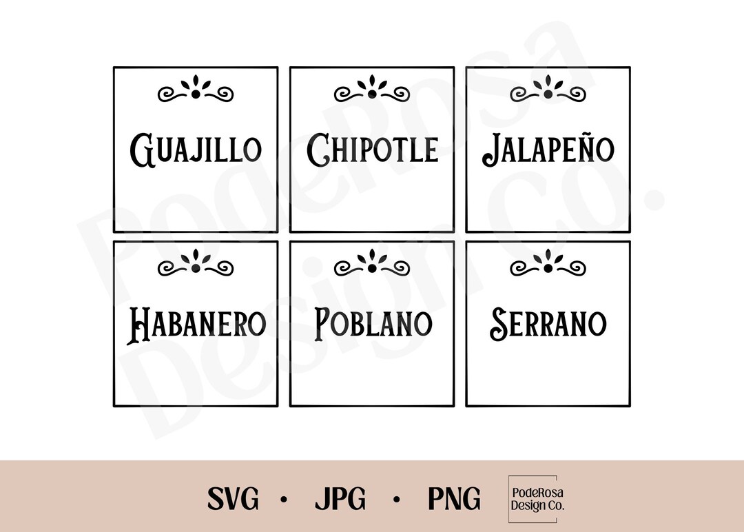 Chile Labels SVG, PNG, JPG, Printable, Peppers, Spicy, Jar Labels ...