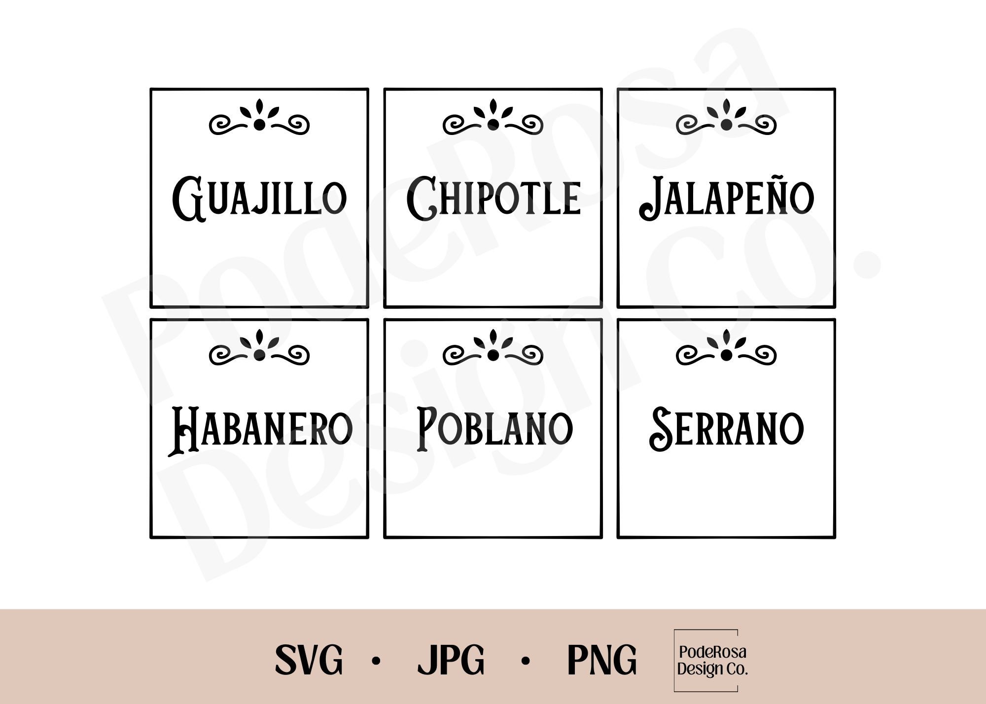 Chile Labels SVG, PNG, JPG, Printable, Peppers, Spicy, Jar Labels ...