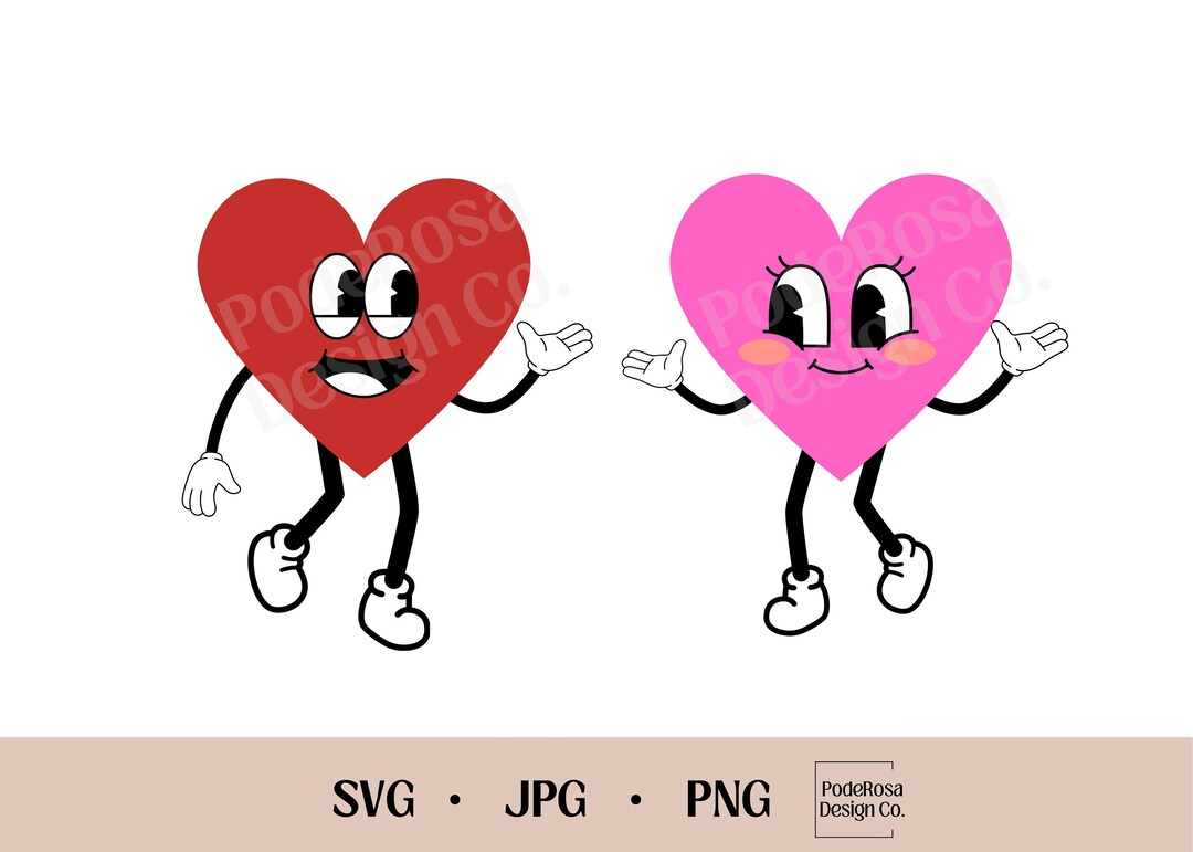 Valentine's Day Cartoon SVG, PNG, JPG, Happy Valentines Day, Retro ...