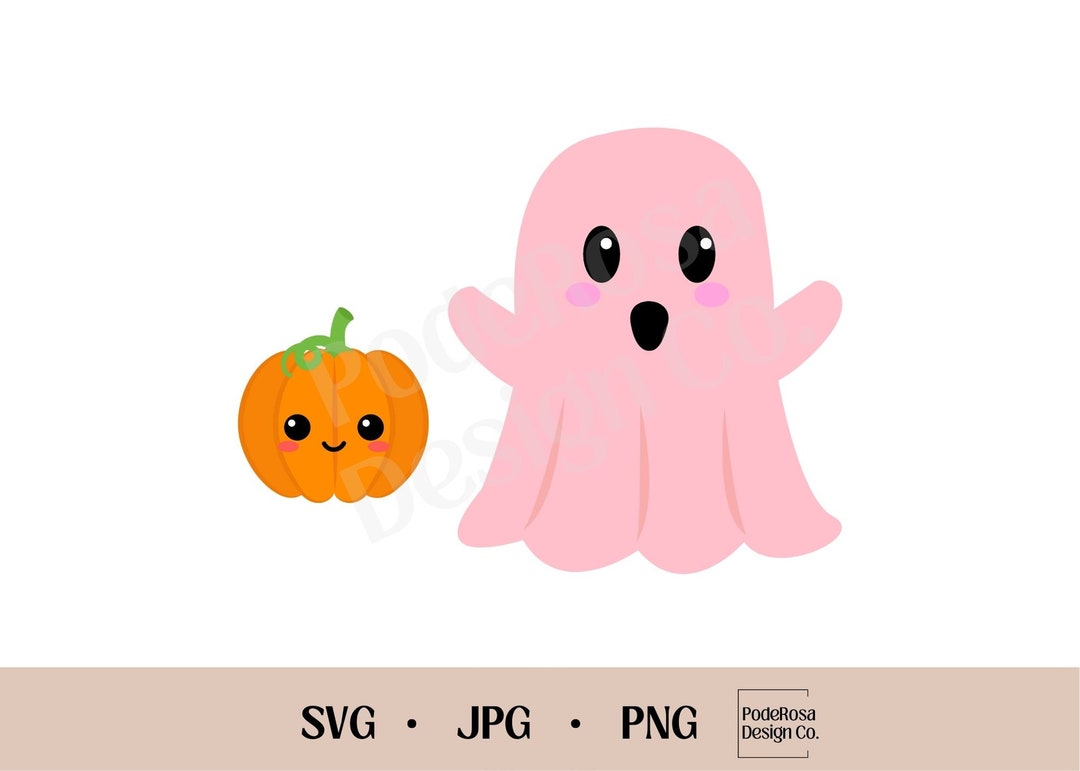 Pink Ghost and Pumpkin SVG PNG JPG Instant Download - Etsy