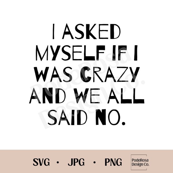 I Asked Myself If I Was Crazy and We All Said No Svg - Etsy Sweden