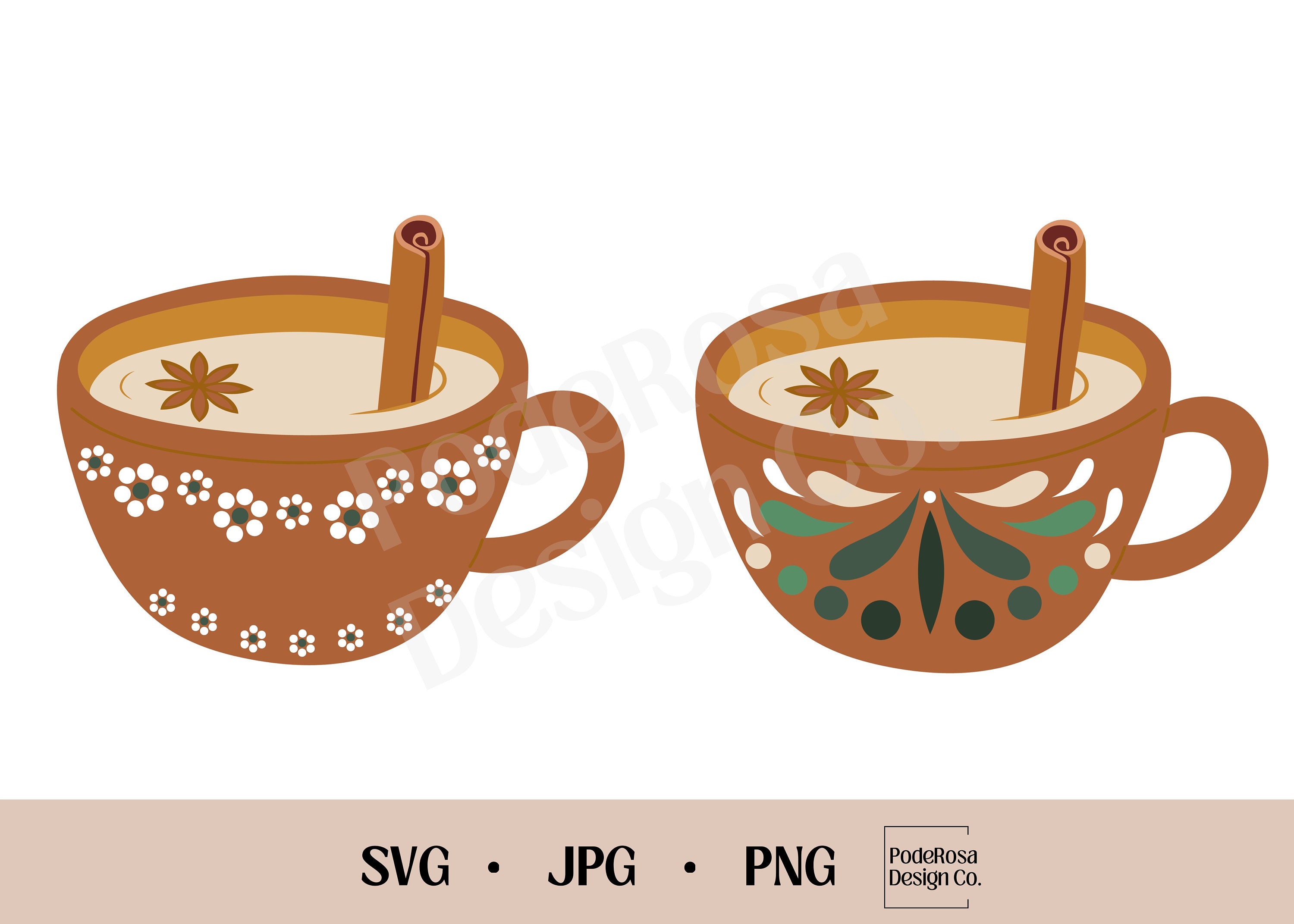 Clay Cups SVG, JPG, PNG, Atole, Champurrado, Coquito, Navidad, Latina ...