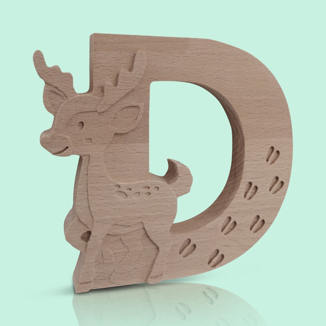 Wooden Letter D With a Deer - Etsy