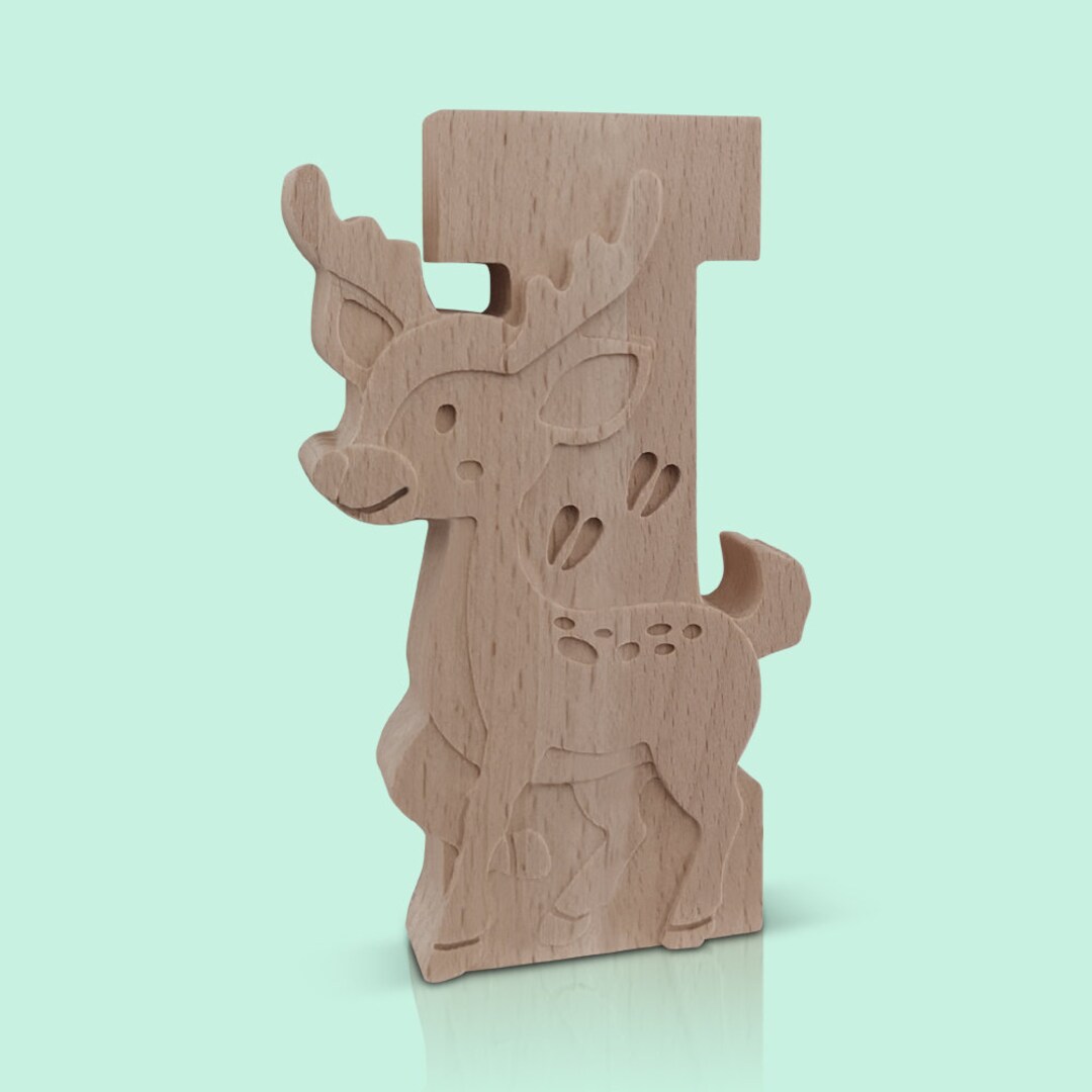 Wooden Letter I With Running Deer Design - Nursery Decor, Kids Room ...