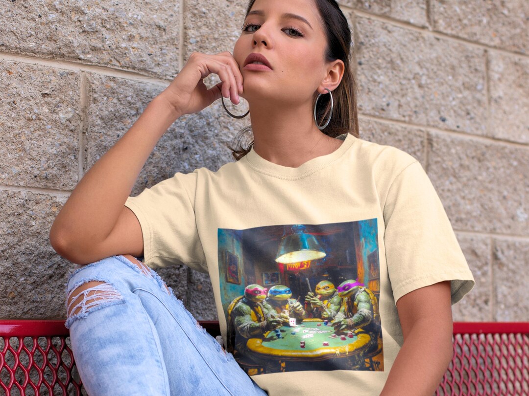 Vintage Ninja Turtles 90s Poker Shirt - Ninja Turtle Tee - Poker Night ...