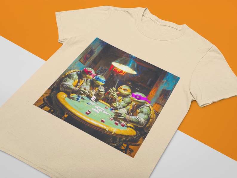 Vintage Ninja Turtles 90s Poker Shirt - Ninja Turtle Tee - Poker Night ...