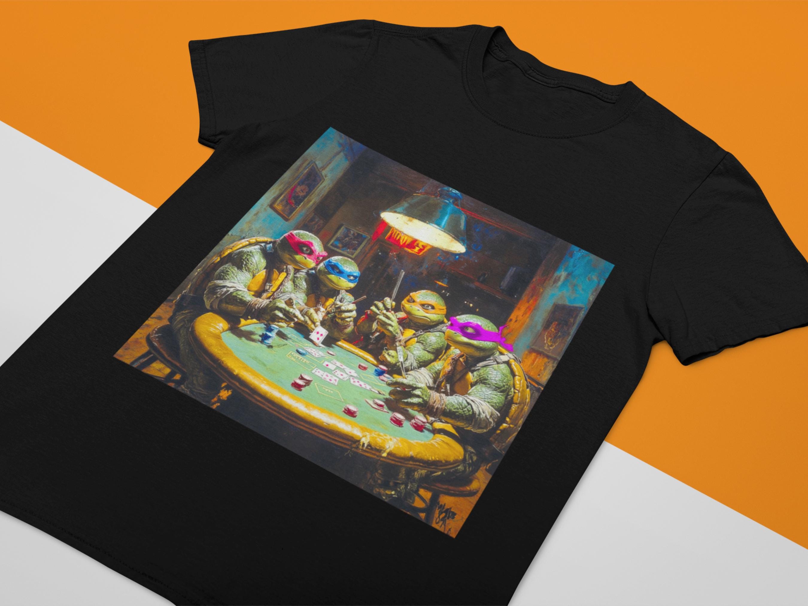 Vintage Ninja Turtles 90s Poker Shirt - Ninja Turtle Tee - Poker Night ...