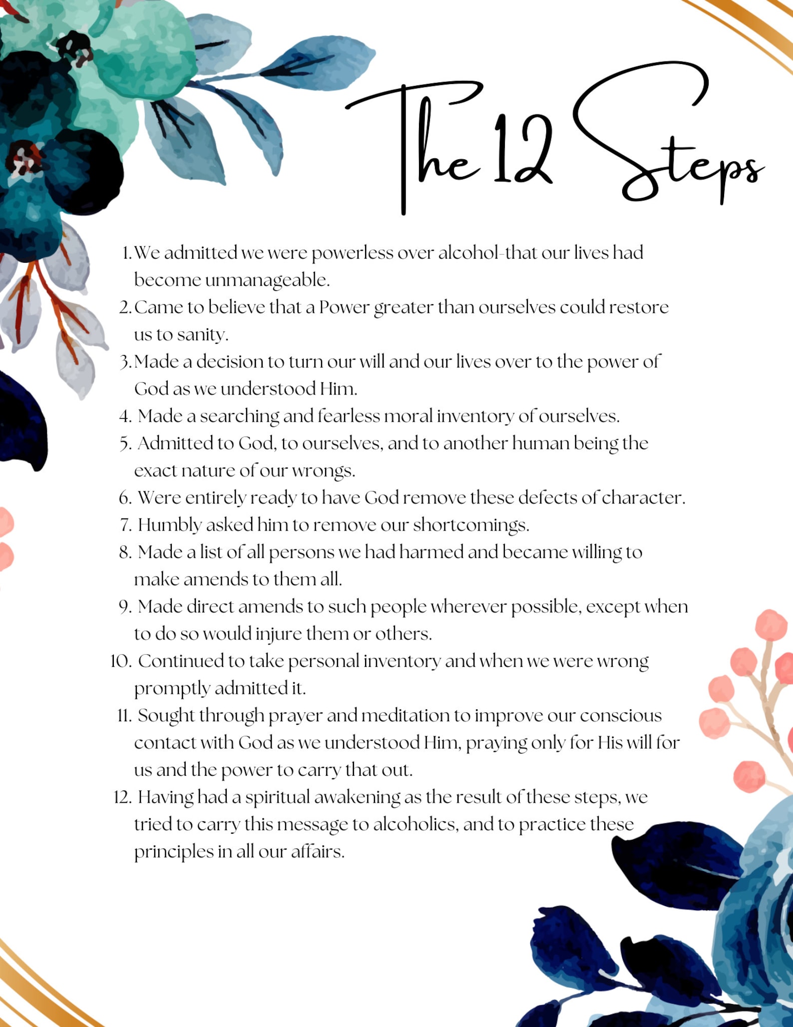 How It Works, and 12 Steps Printable - Etsy