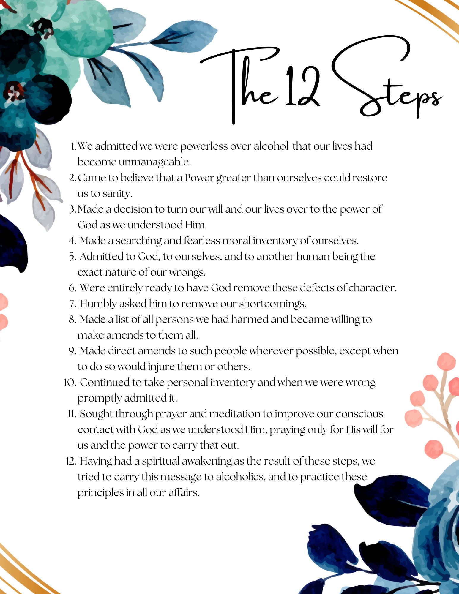 How It Works, and 12 Steps Printable - Etsy