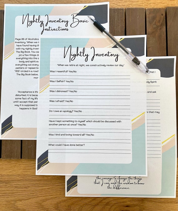 AA Eleventh Step 11th Printable Inventory Worksheet - Etsy