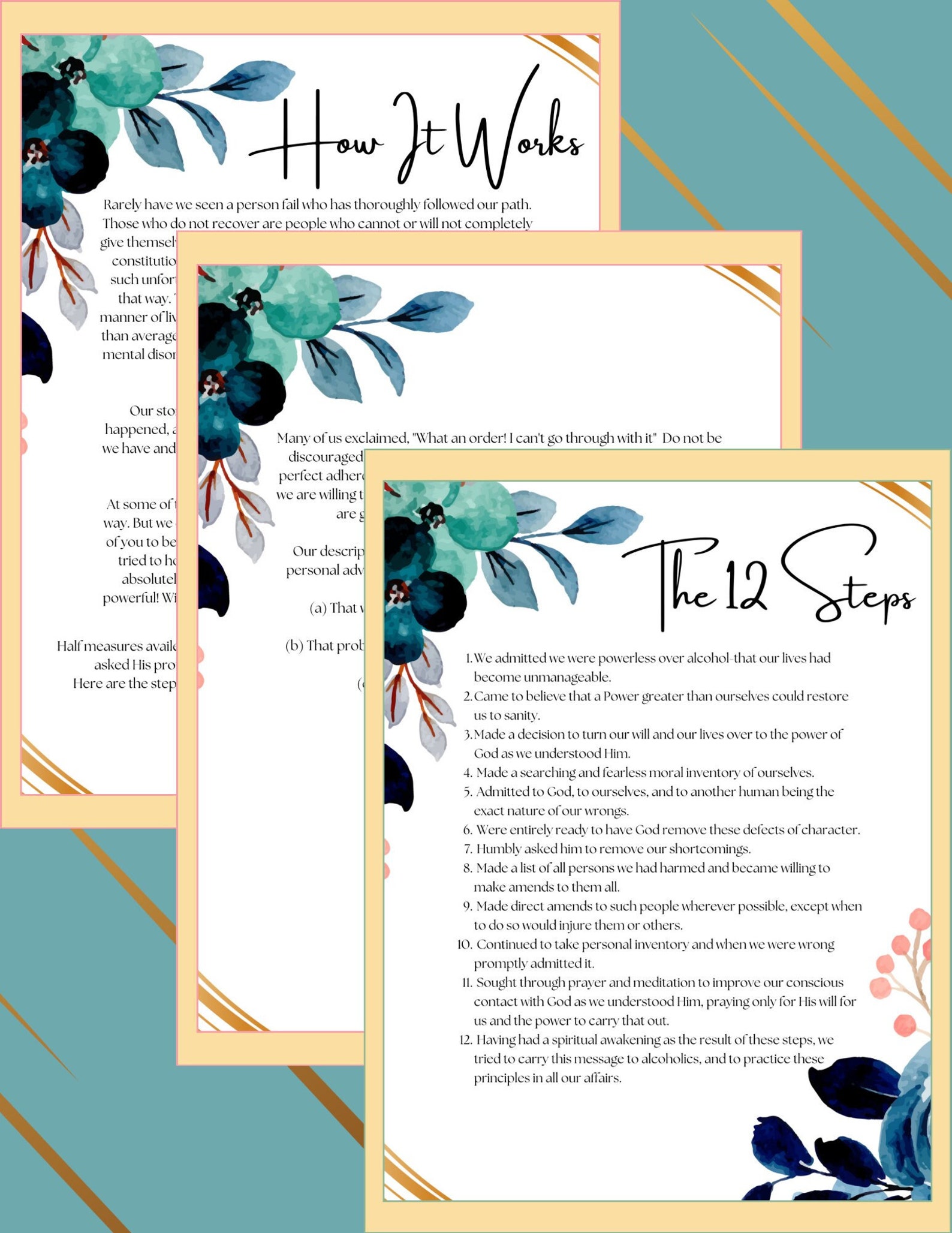 How It Works, and 12 Steps Printable - Etsy