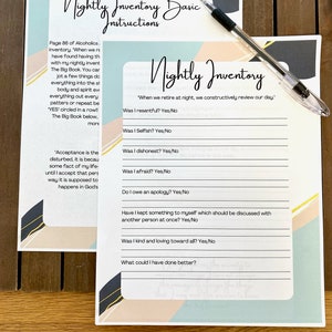 AA Eleventh Step (11th) Printable Inventory Worksheet - Etsy