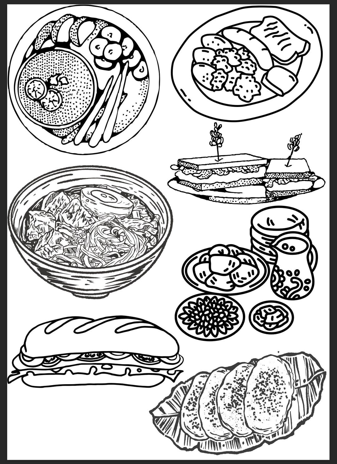 Coloring Sheet - Food Theme - Etsy