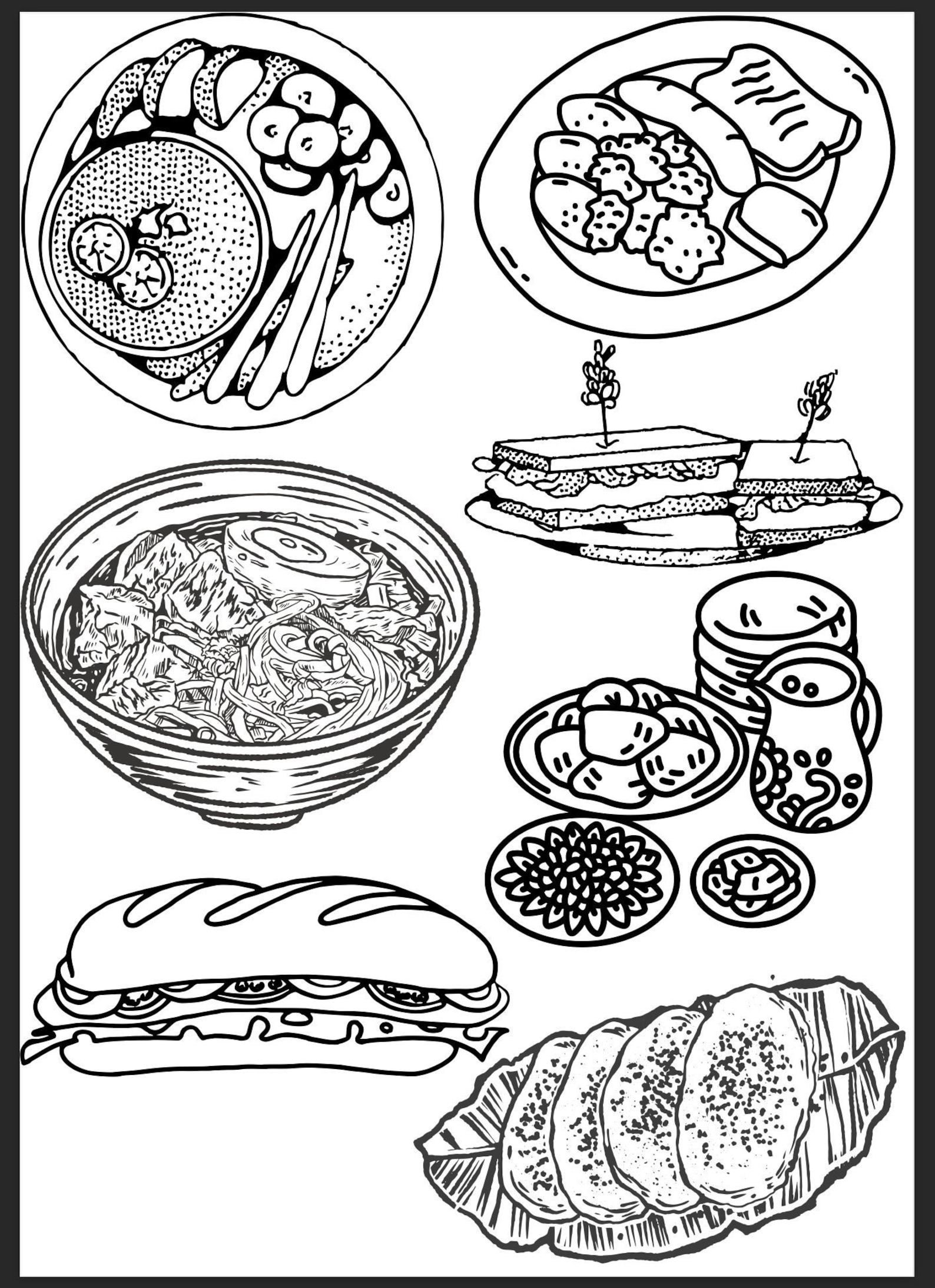 Coloring Sheet - Food Theme - Etsy
