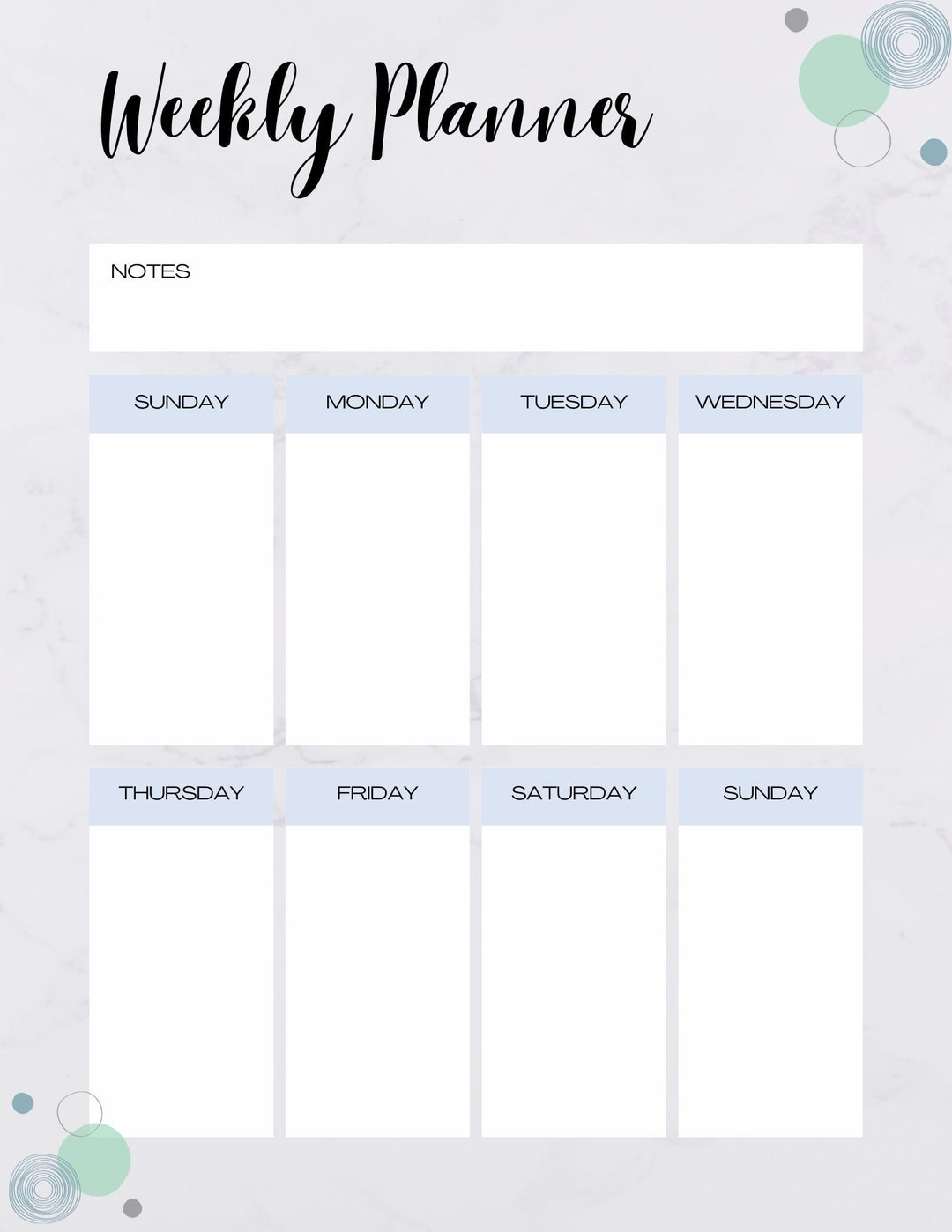 Weekly Planner Printable to Do List - Etsy