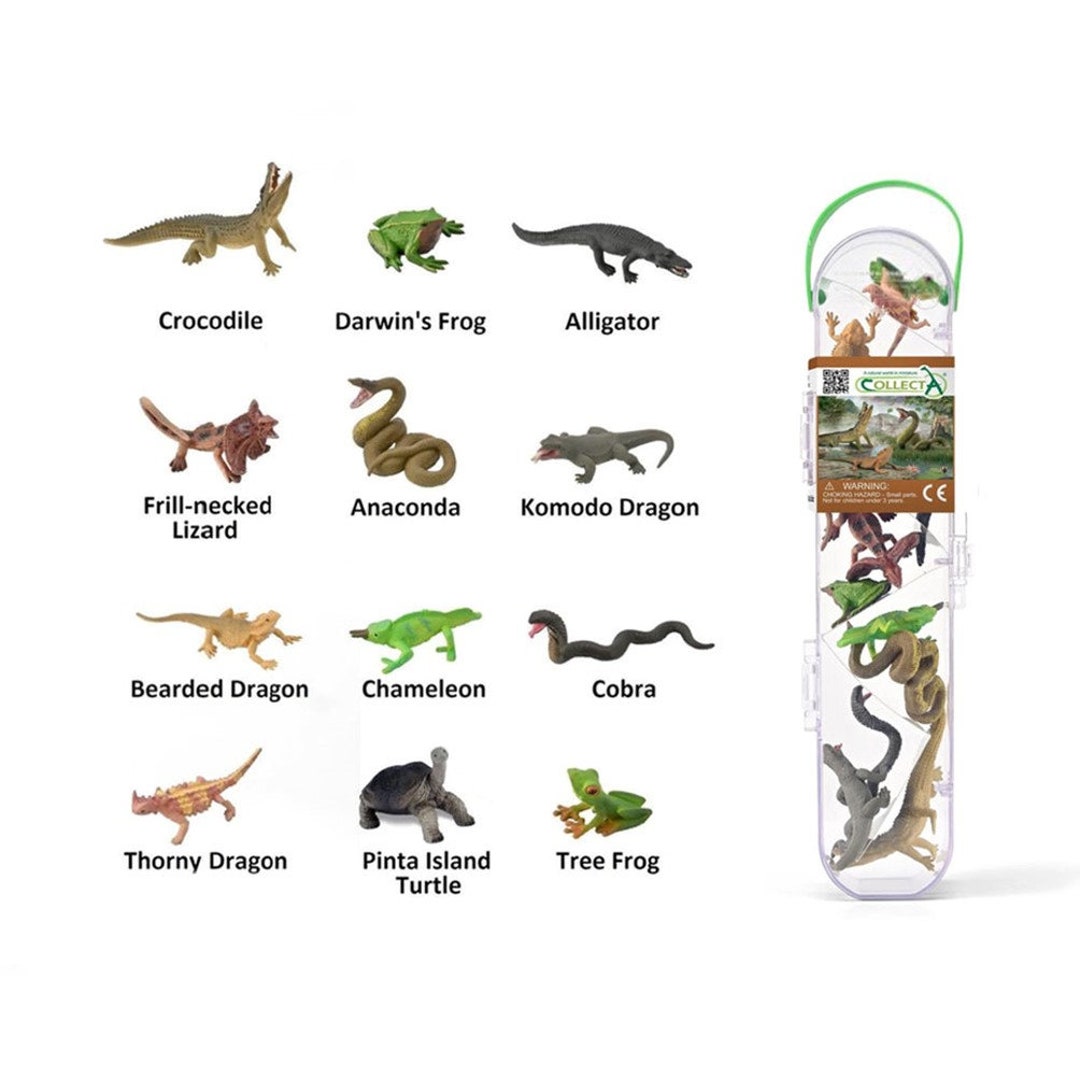 Mini Reptiles & Amphibians Tube of 12 Toy Model Figures for - Etsy