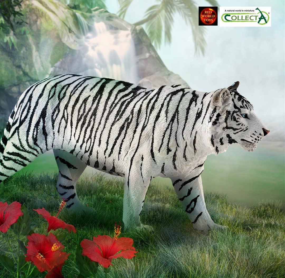White Tiger or Siberian Tiger Plastic Toy Model Figures for Cake Topper ...