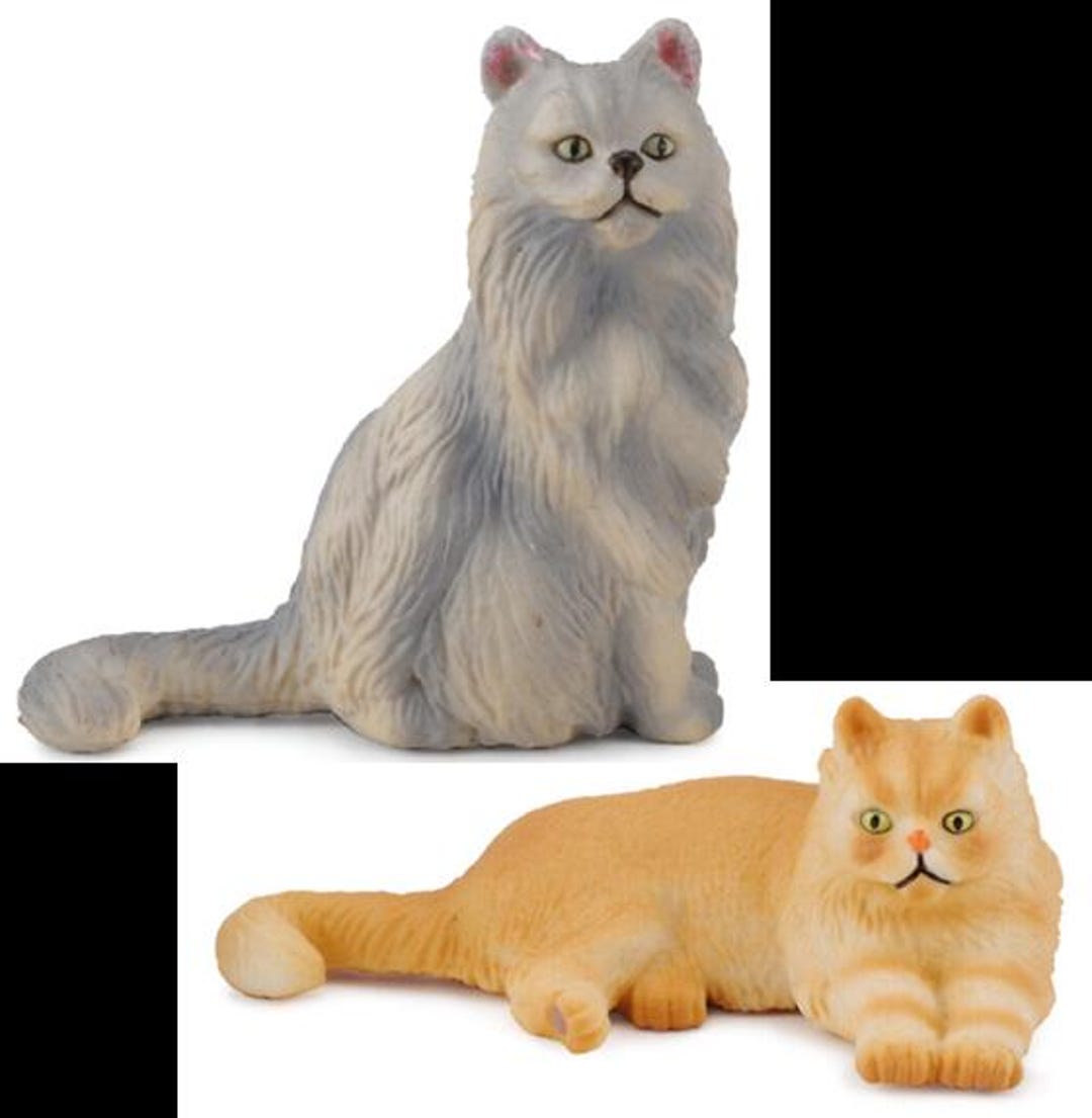 Model Pair of Persian Cats Plastic Toy Model Figures for Crafts or Cake ...