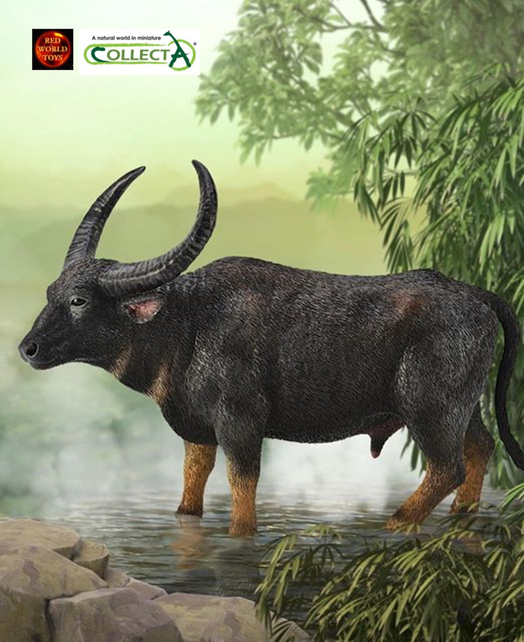 Wild Water Buffalo Plastic Toy Model Figure for Cake Topper or Wildlife ...