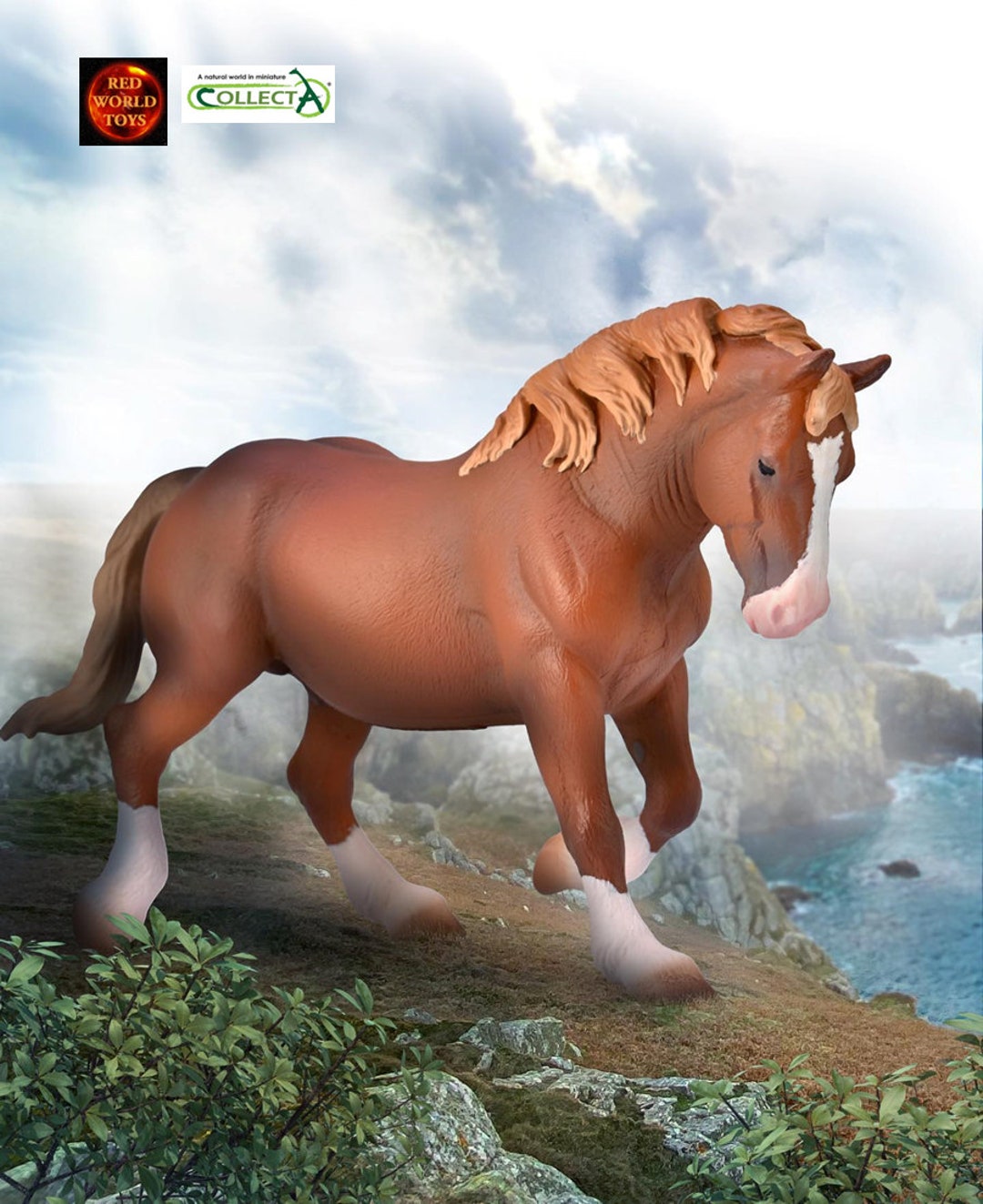 Breton Draft Horse Plastic Toy Model Figures for Equestrian Diorama ...