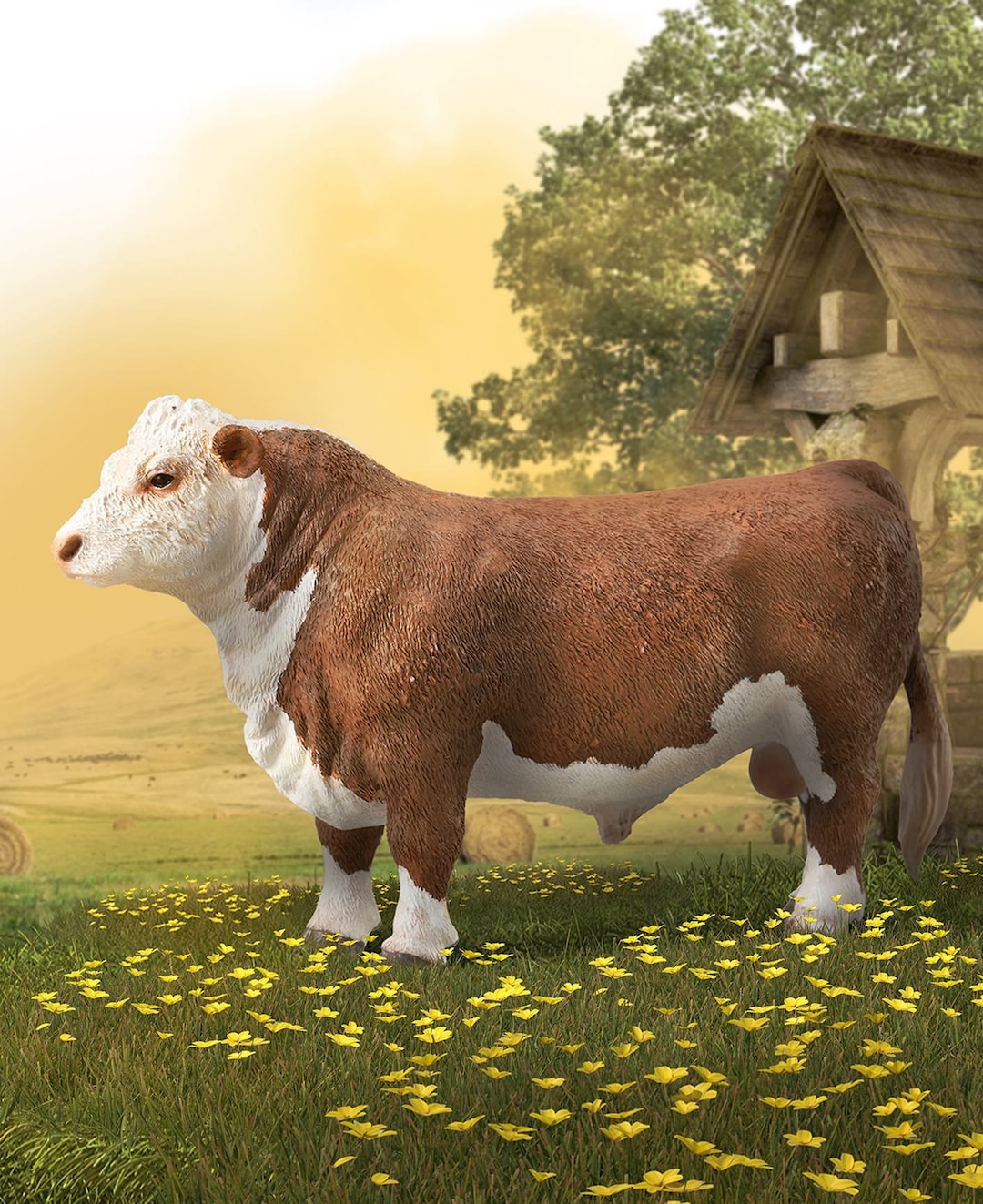 Hereford Bull Cattle Plastic Toy Model Farm Figure for Cakes or Farm ...