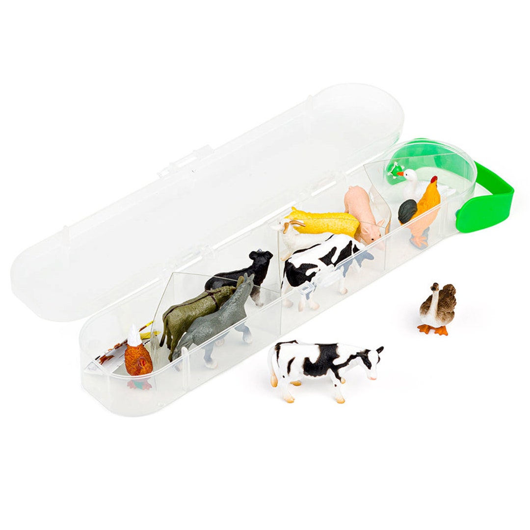 Model Mini Farm Animal Figures Tube Box of 12 Toy Figures for Crafts or ...
