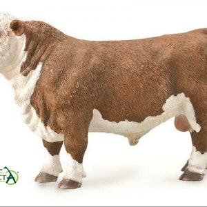 Hereford Bull Cattle Plastic Toy Model Farm Figure for Cakes or Farm ...