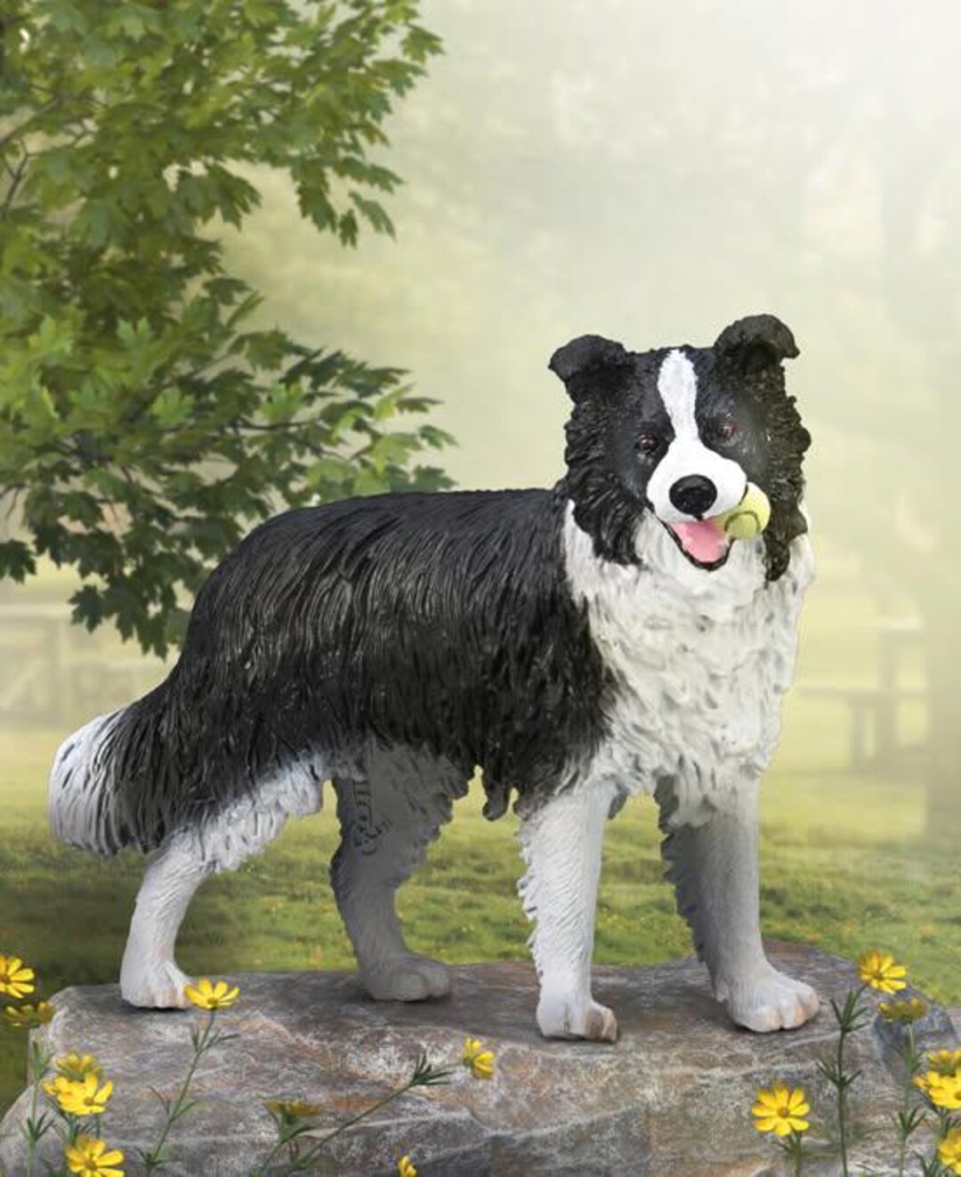 Model Border Collie Dog With Ball Plastic Toy Figure Cake Topper ...