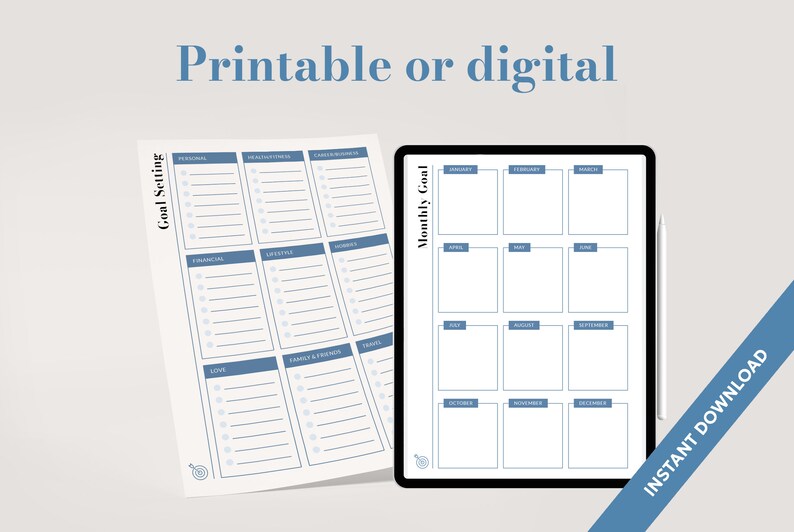Goals Planner, Goals Tracker, SMART Goal Setting Kit, Yearly Goals ...