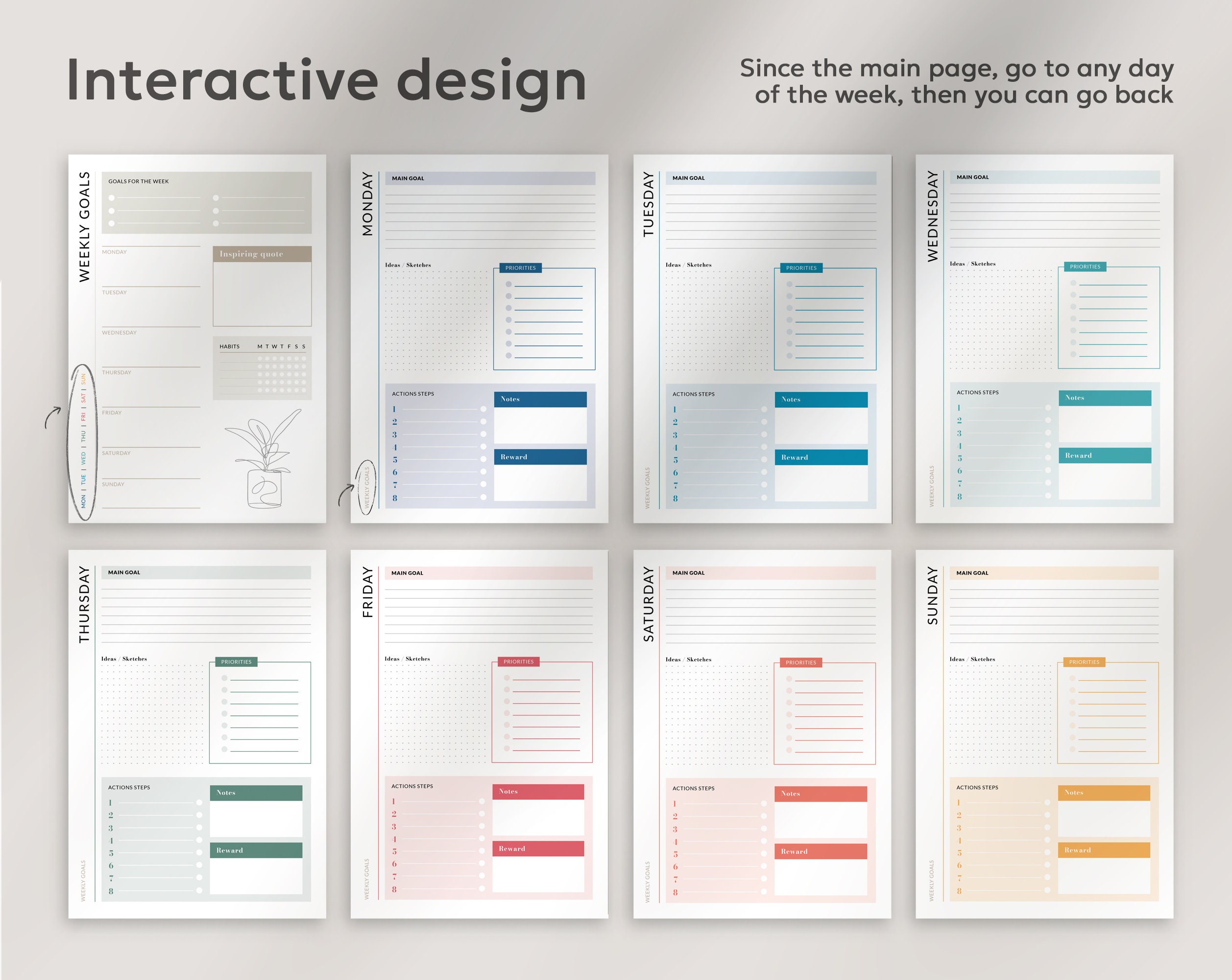 Daily Goal Planner | Interactive Planner | Weekly Goal Planner ...
