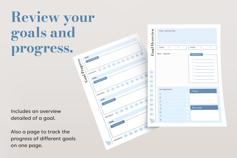 Goals Planner, Goals Tracker, SMART Goal Setting Kit, Yearly Goals ...