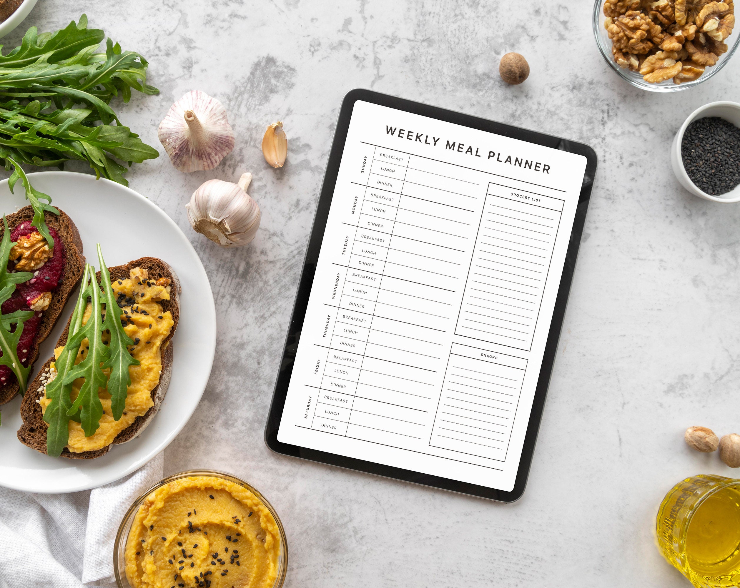 Minimalist Black and White Meal Planner Printable Weekly - Etsy
