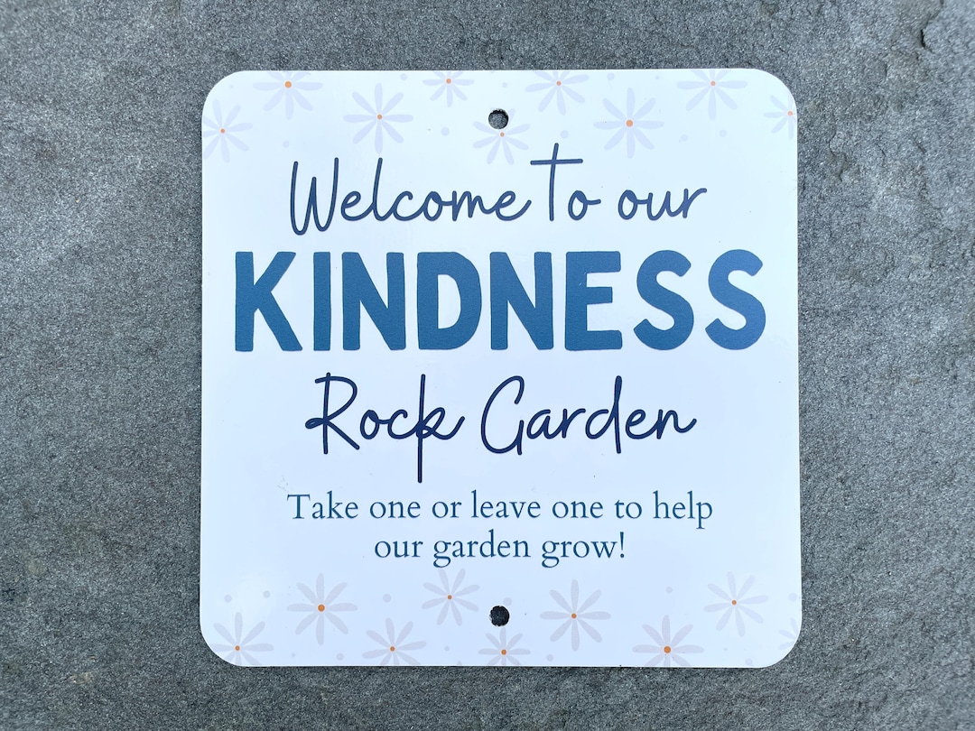 Kindness Rock Garden Sign: UV Printed Aluminum With Daisies - 6x6 Inch ...
