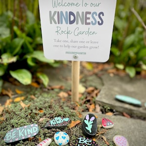 Kindness Rock Garden Sign – Outdoor Aluminum Sign, UV Printed, 6x6 Inch ...