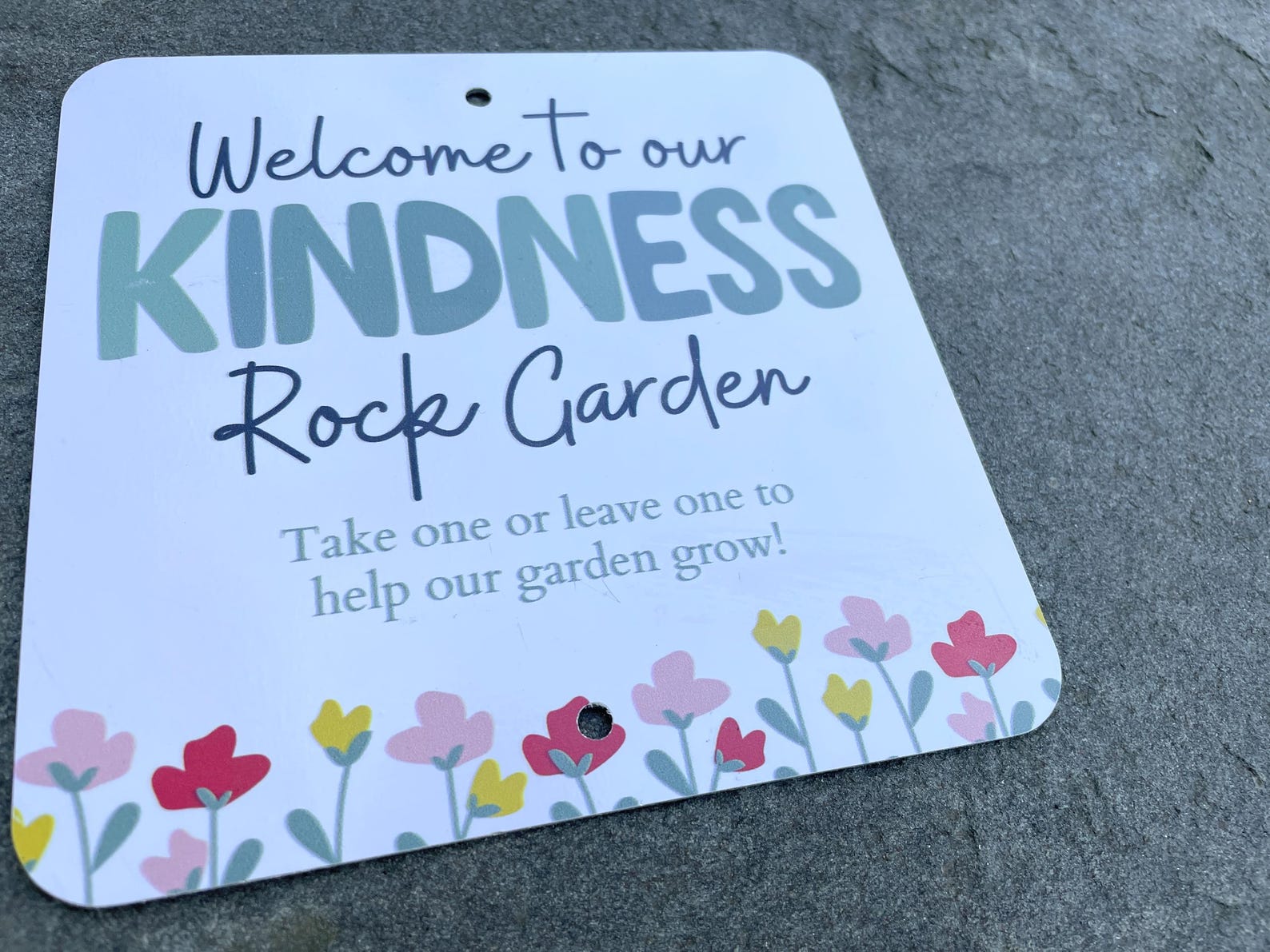 Kindness Rock Garden Sign: Floral Aluminum Outdoor Decor (6x6 Inch) - Etsy