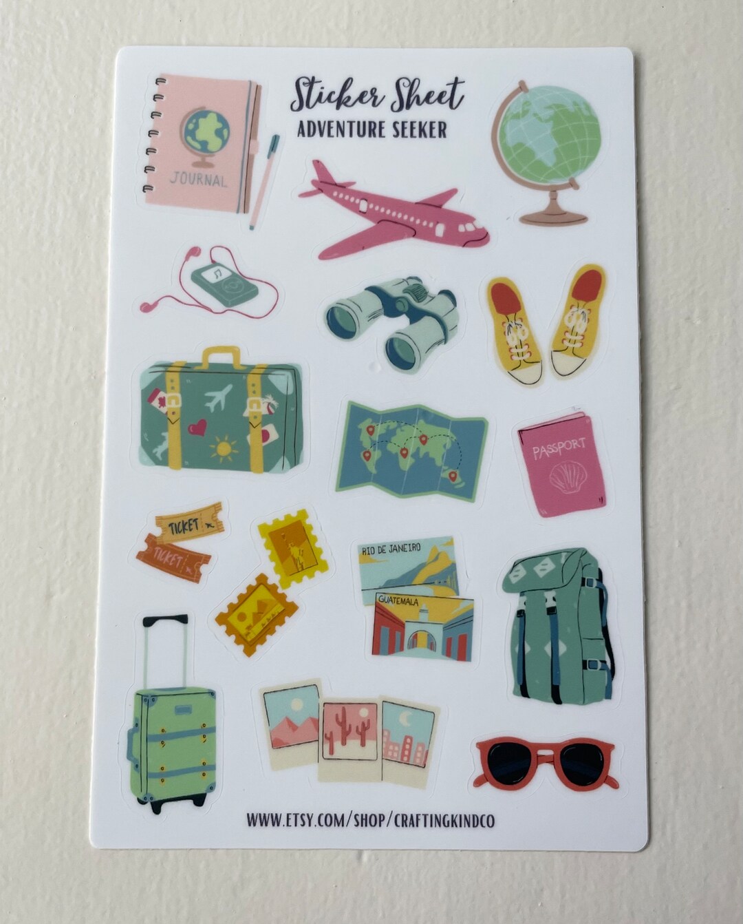 Adventure Seeker Sticker Sheet - 4x6 Inch - Travel-themed Stickers ...