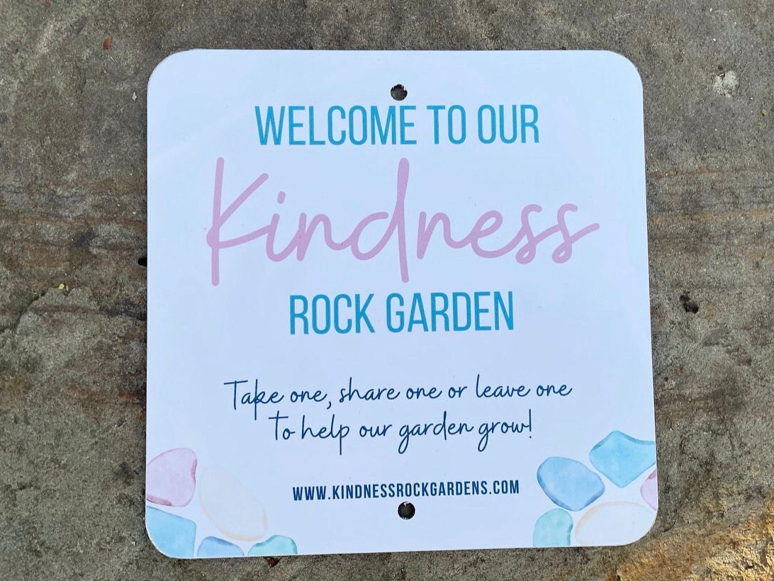 Kindness Rock Garden Sign – Outdoor Aluminum Sign, UV Printed, 6x6 Inch ...