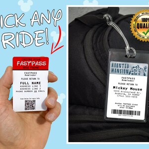 Customizable Disney Fastpass Luggage Tag & ID Cards premium PVC Plastic ...