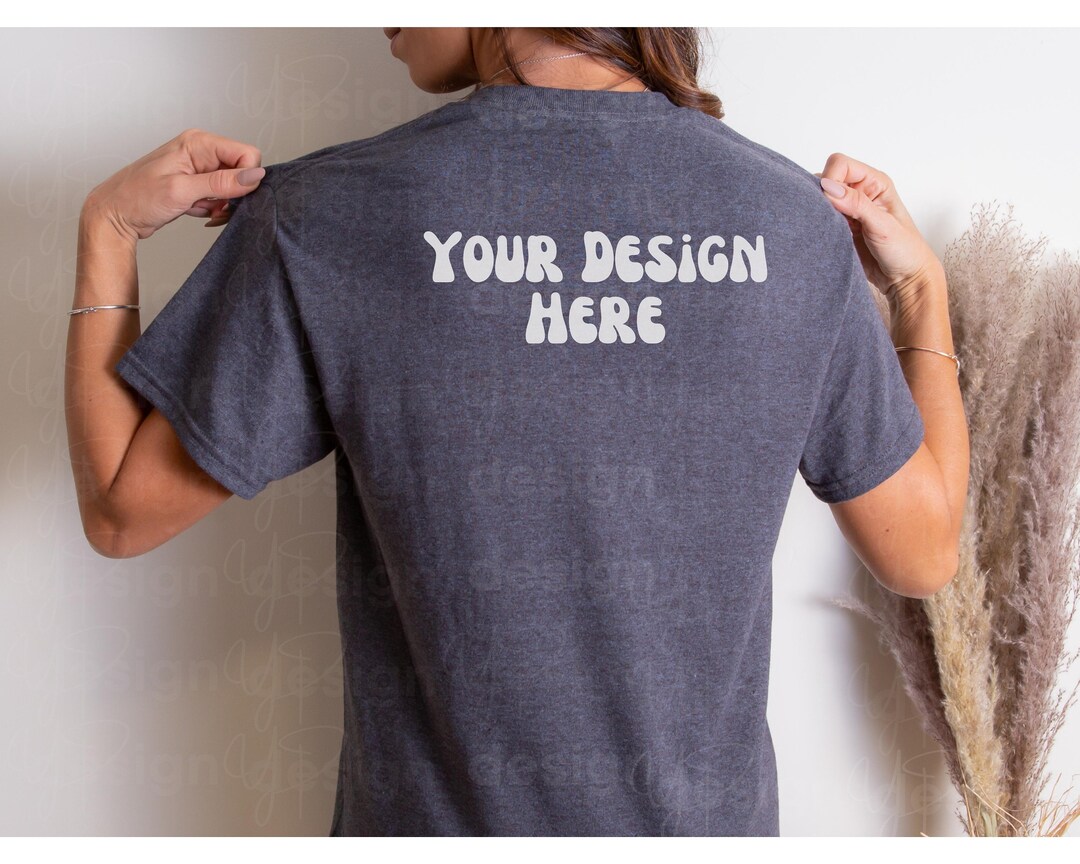Gildan 5000 TWEED T-shirt BACK MOCKUP Gray Shirt Mock-up - Etsy