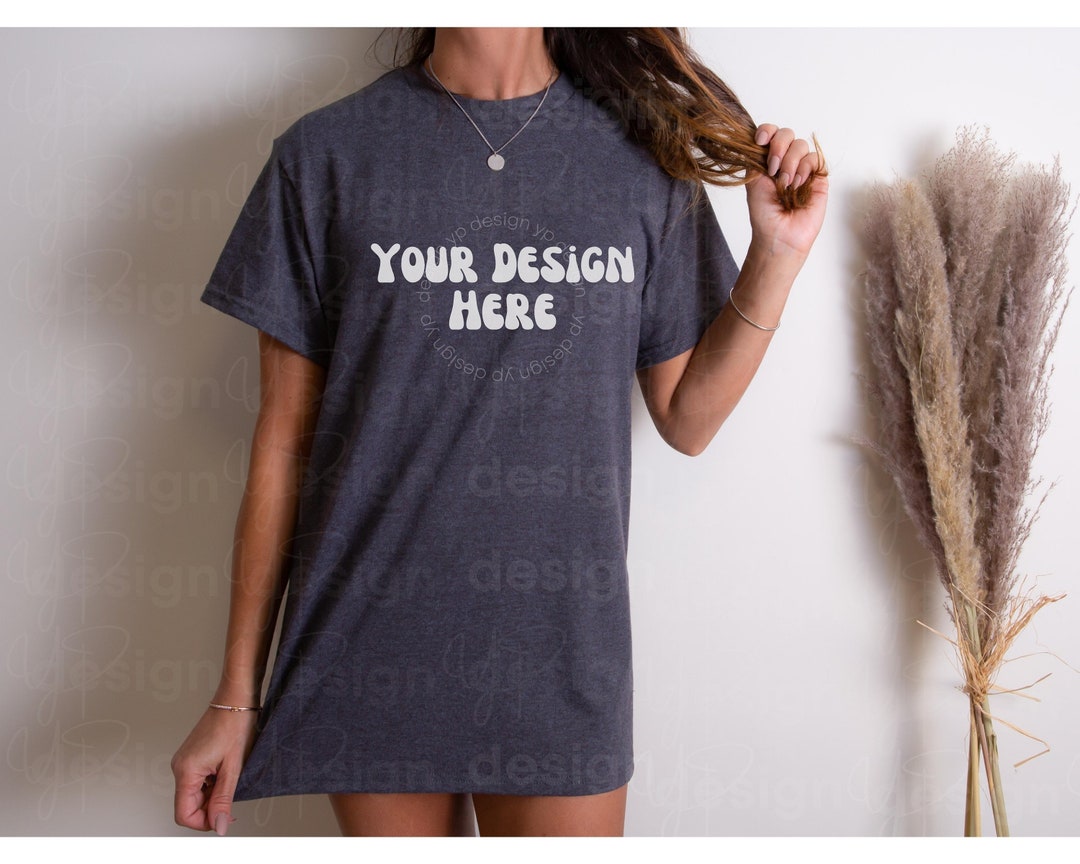 GILDAN 5000 TWEED T-shirt Model MOCKUP Gray Shirt Mock-up - Etsy