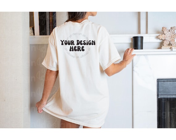 Gildan 5000 NATURAL Color T-shirt BACK Lifestyle MOCKUP - Etsy